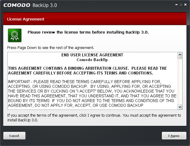 Installing Comodo Backup | Comodo Internet Security Help| Comodo Internet Security v5.9/5.10